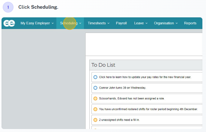 Roster Shift History – Easy Employer Support Centre