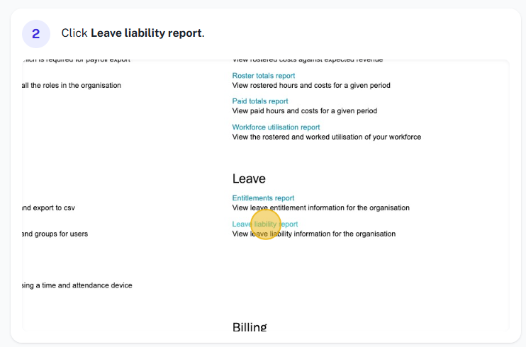 Reports | Leave Liability – Easy Employer Support Centre