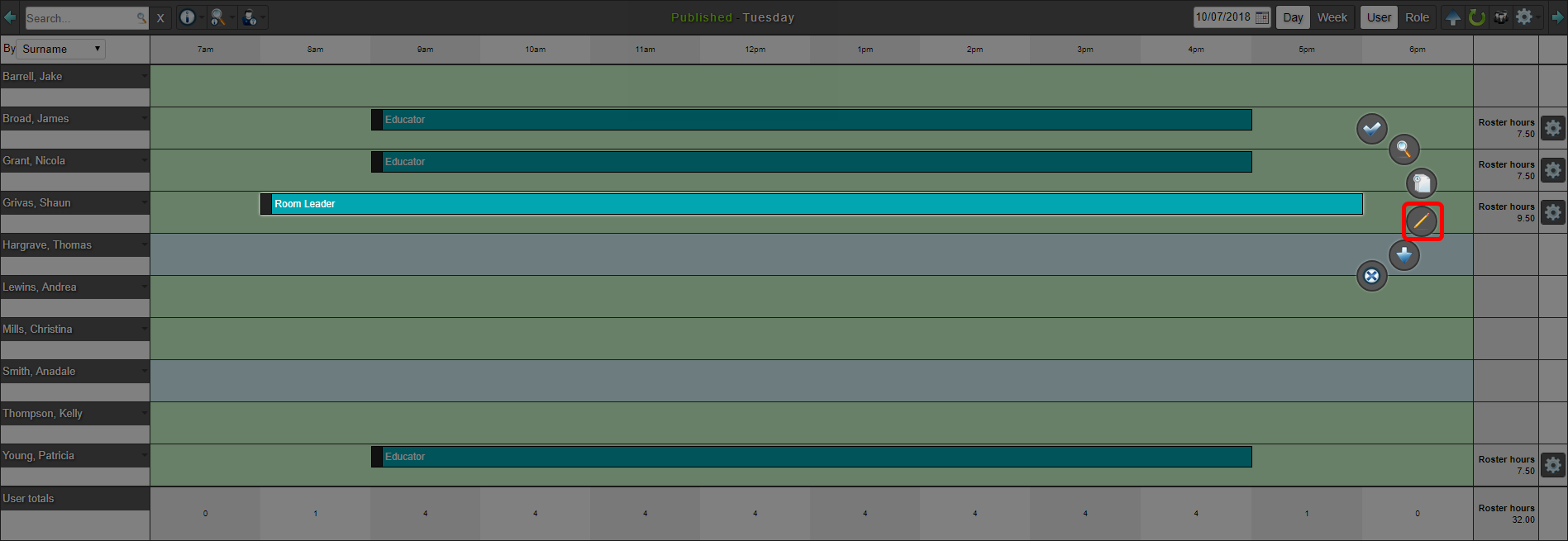 Rosters | The Roster Day View – easyemployer support