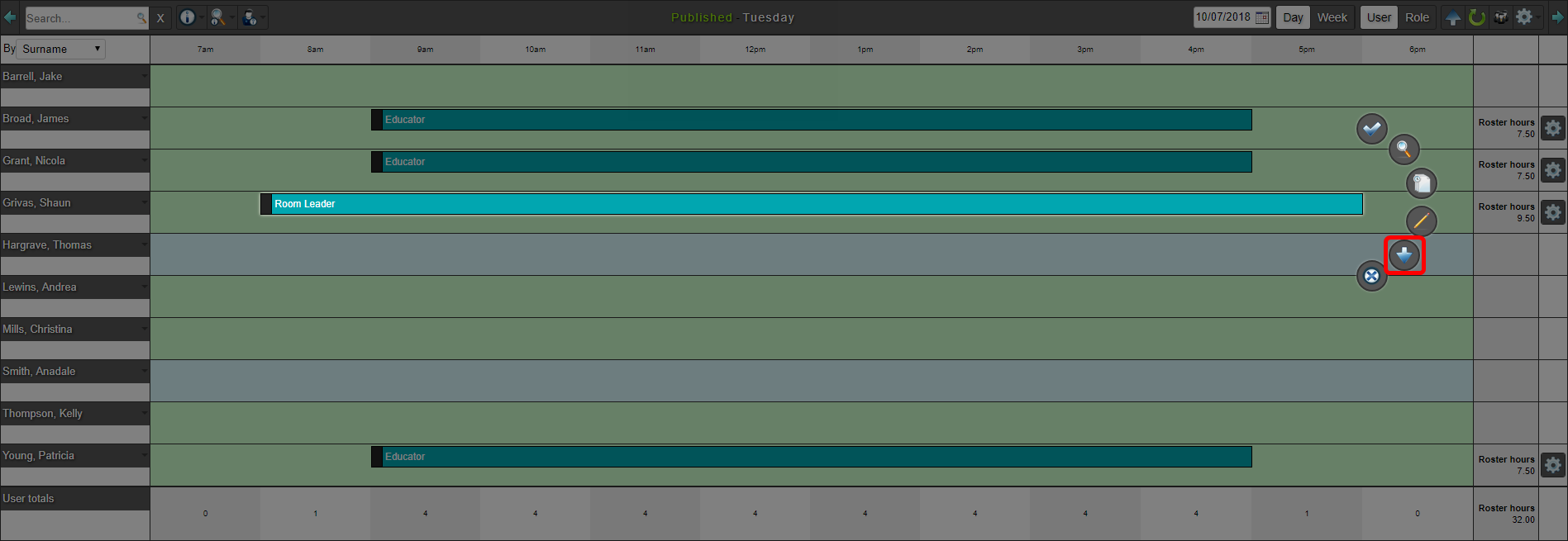 Rosters | The Roster Day View – easyemployer support