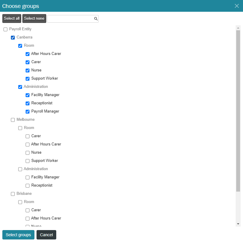 Rosters | Group Selection – easyemployer support